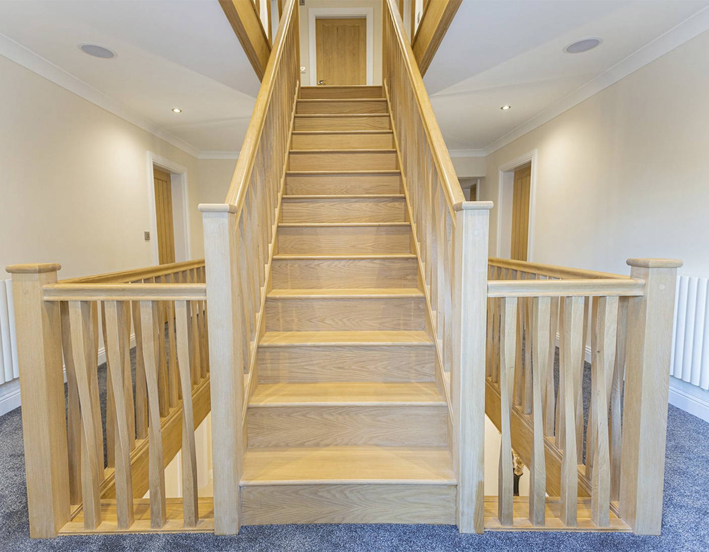Bifurcated Oak Stairs - KBI Commercial and Residential